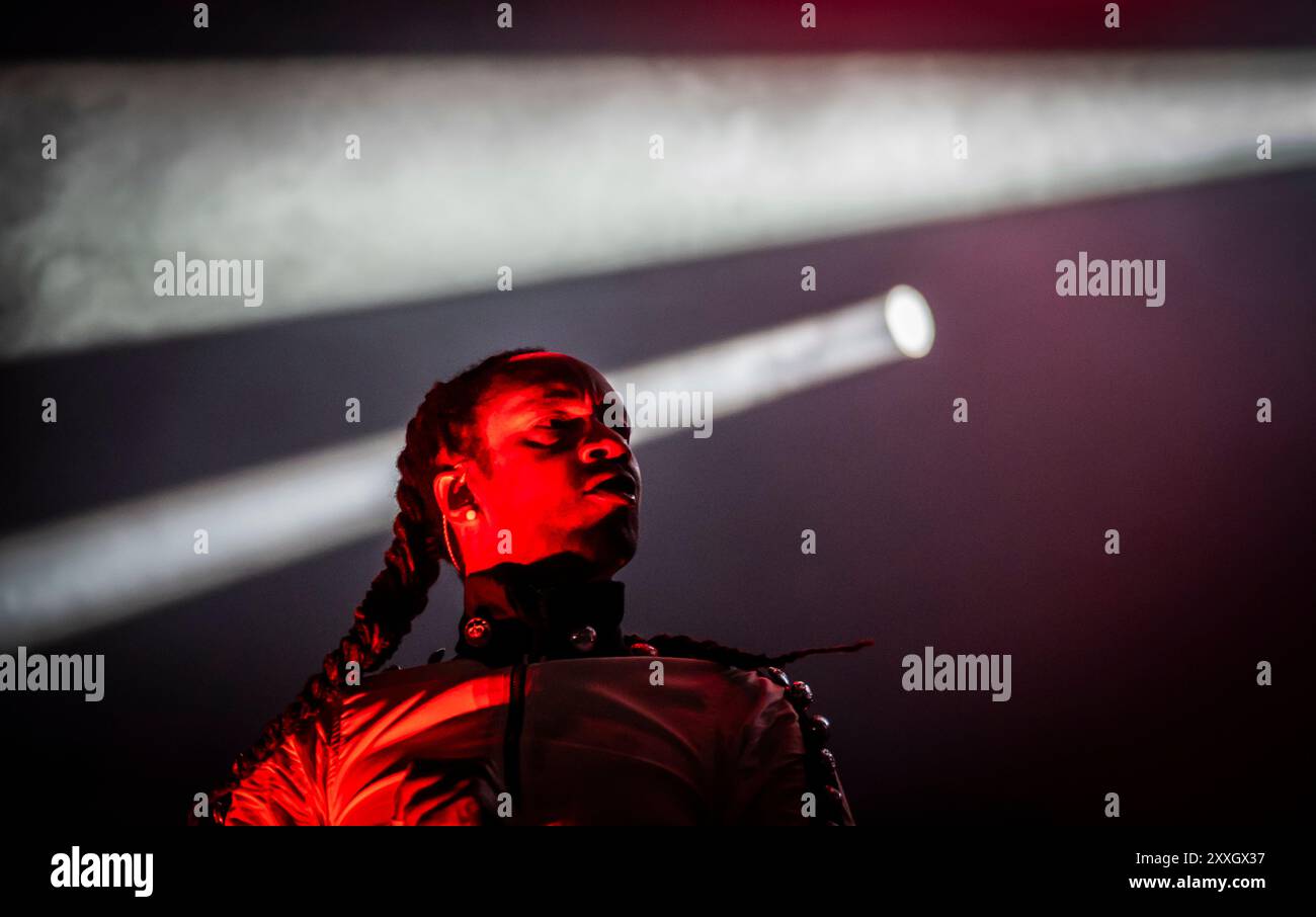 EDITORIAL USE ONLY Maxim performs with is band The Prodigy during the ...