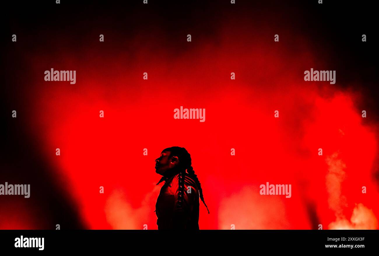 EDITORIAL USE ONLY Maxim performs with is band The Prodigy during the ...