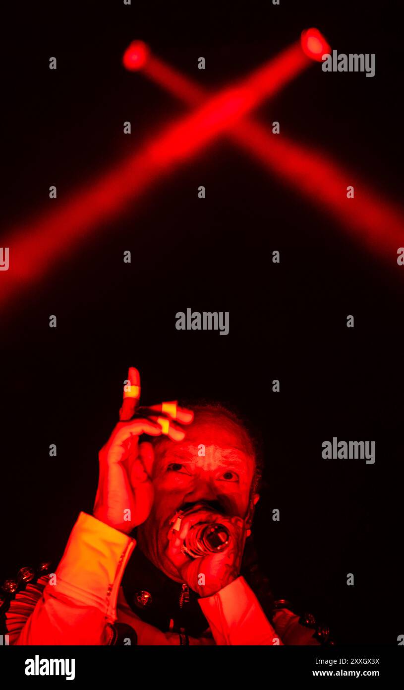 EDITORIAL USE ONLY Maxim performs with is band The Prodigy during the ...