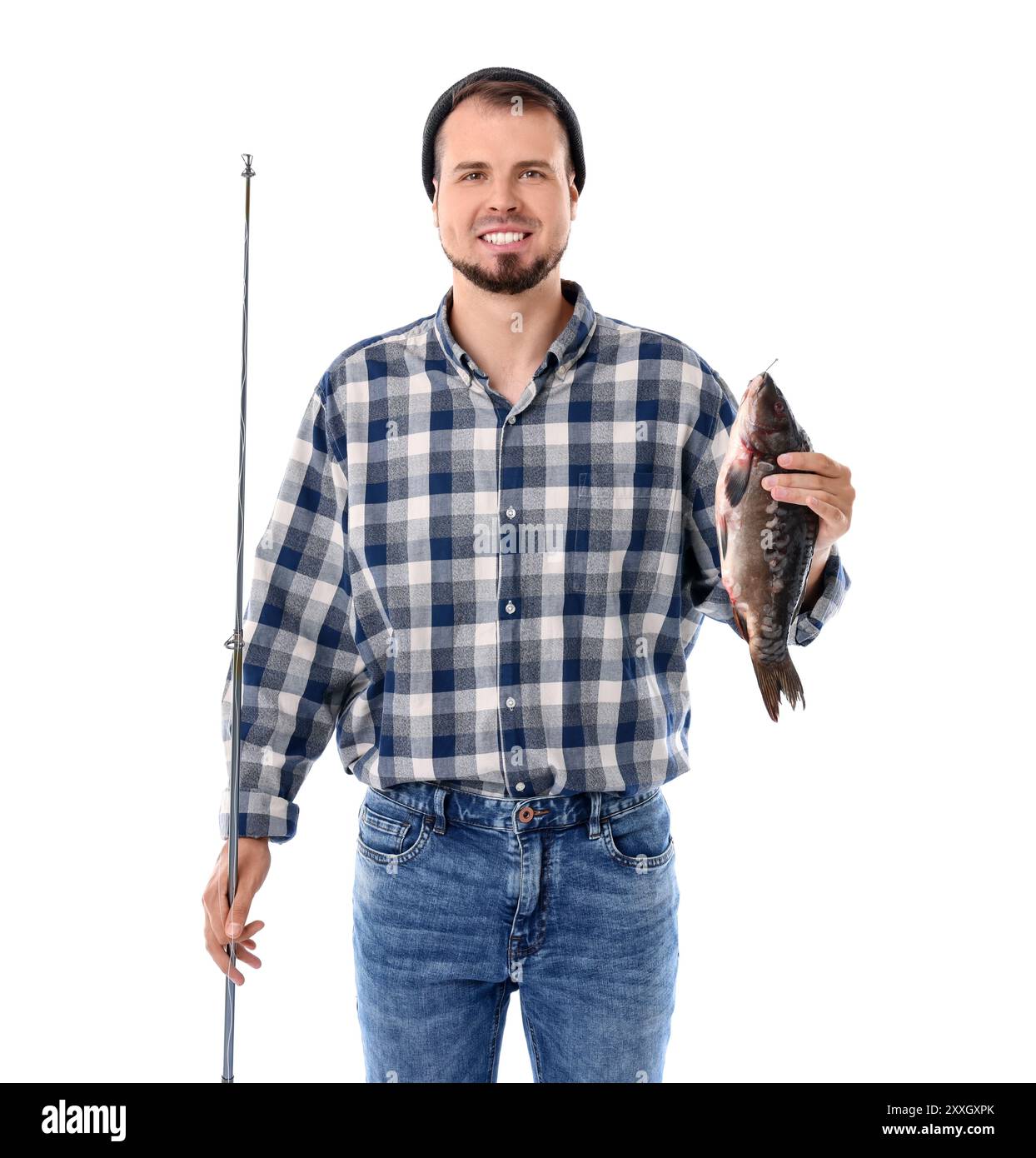 Fishing rod caught fish Cut Out Stock Images & Pictures - Alamy