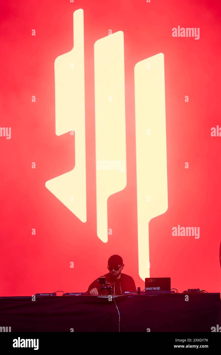 Leeds, UK. Saturday 24 August 2024 Skrillex (Sonny John Moore) finally ...