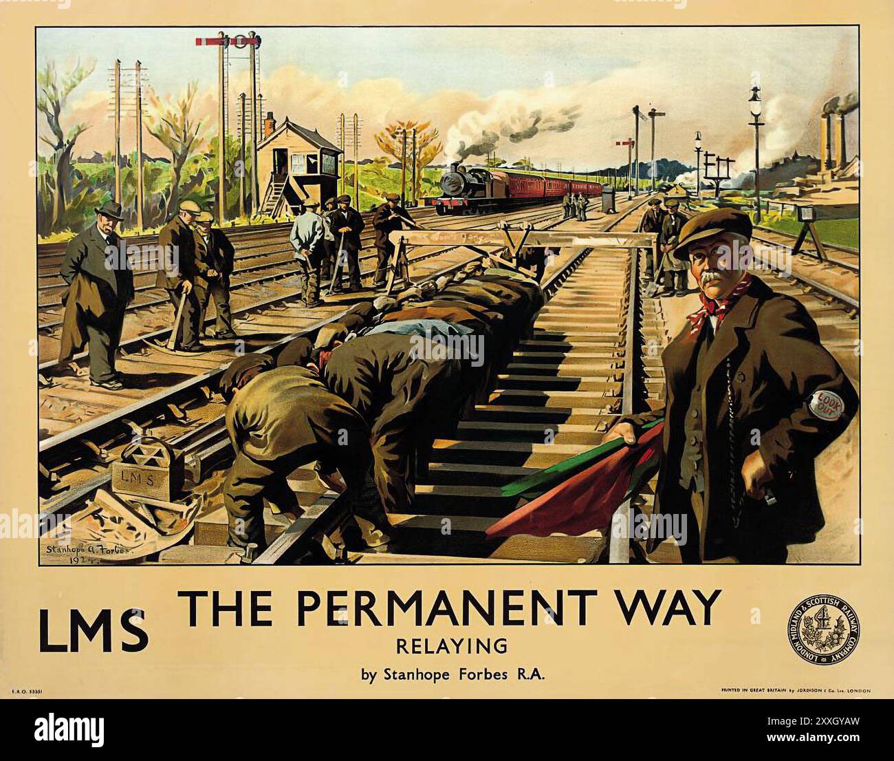 Vintage English Rail Travel Poster. The Permanent Way, relaying, LMS ...