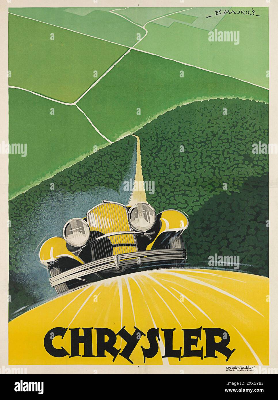 Vintage French Car Advertising Poster. Chrysler Car, by Edmond Maurus ...