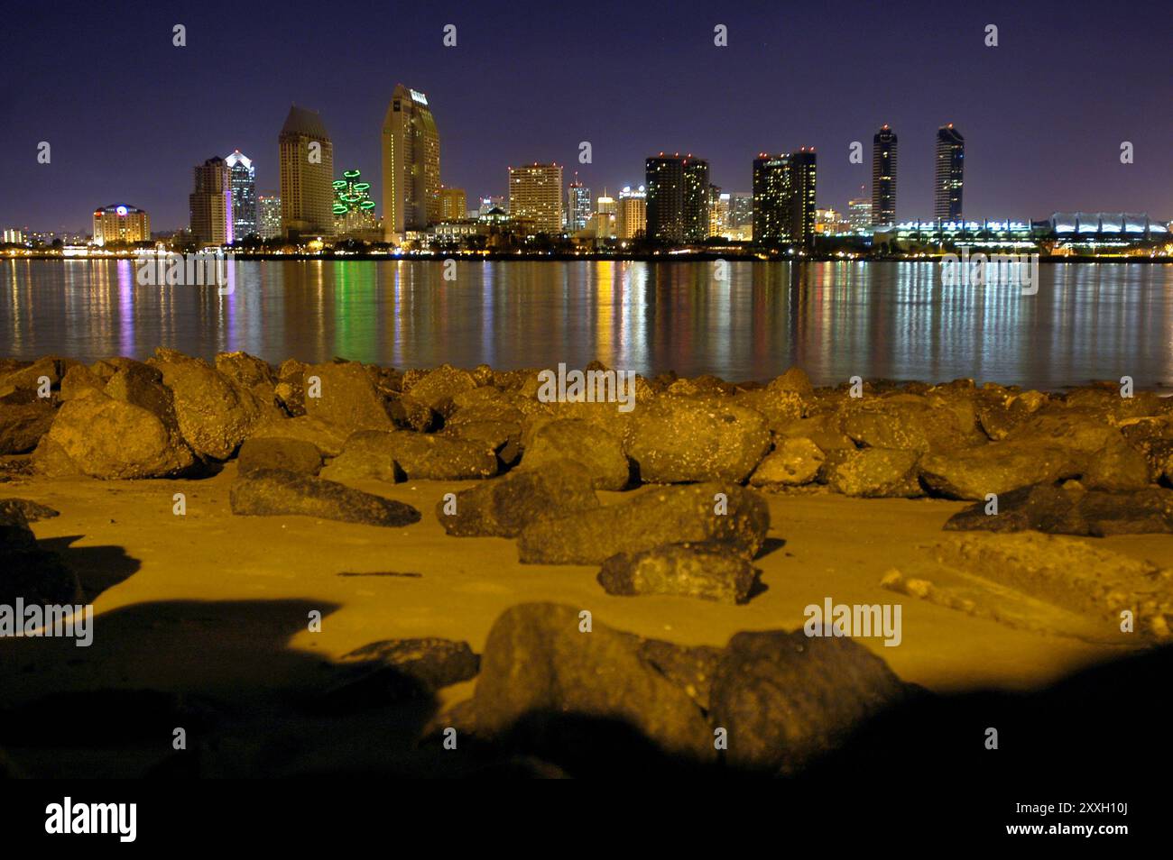 San Diego Skyline at night as seen from the Coronado neighborhood ...