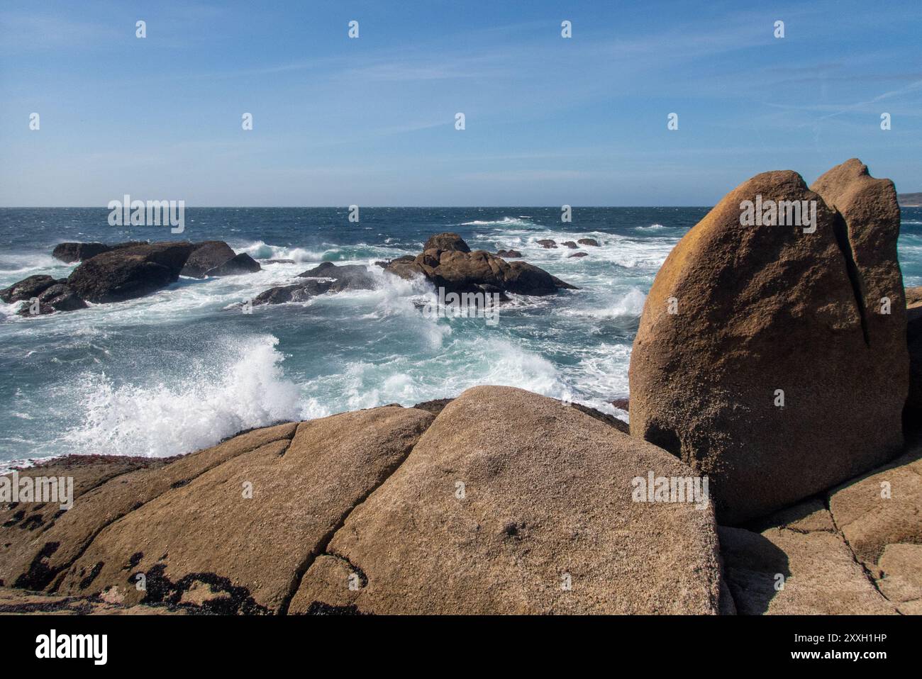 Force of nature: Waves of the Atlantic crash against the rocky coast at ...