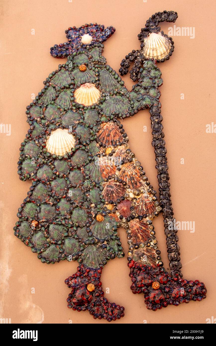 A handmade mosaic picture of St. James, the pilgrim Saint patched ...