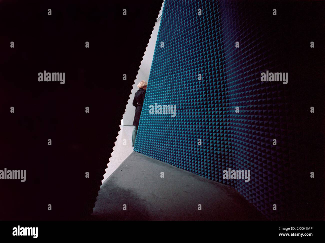 Padding on a wall inside the Guggenheim Museum in New York, designed by ...