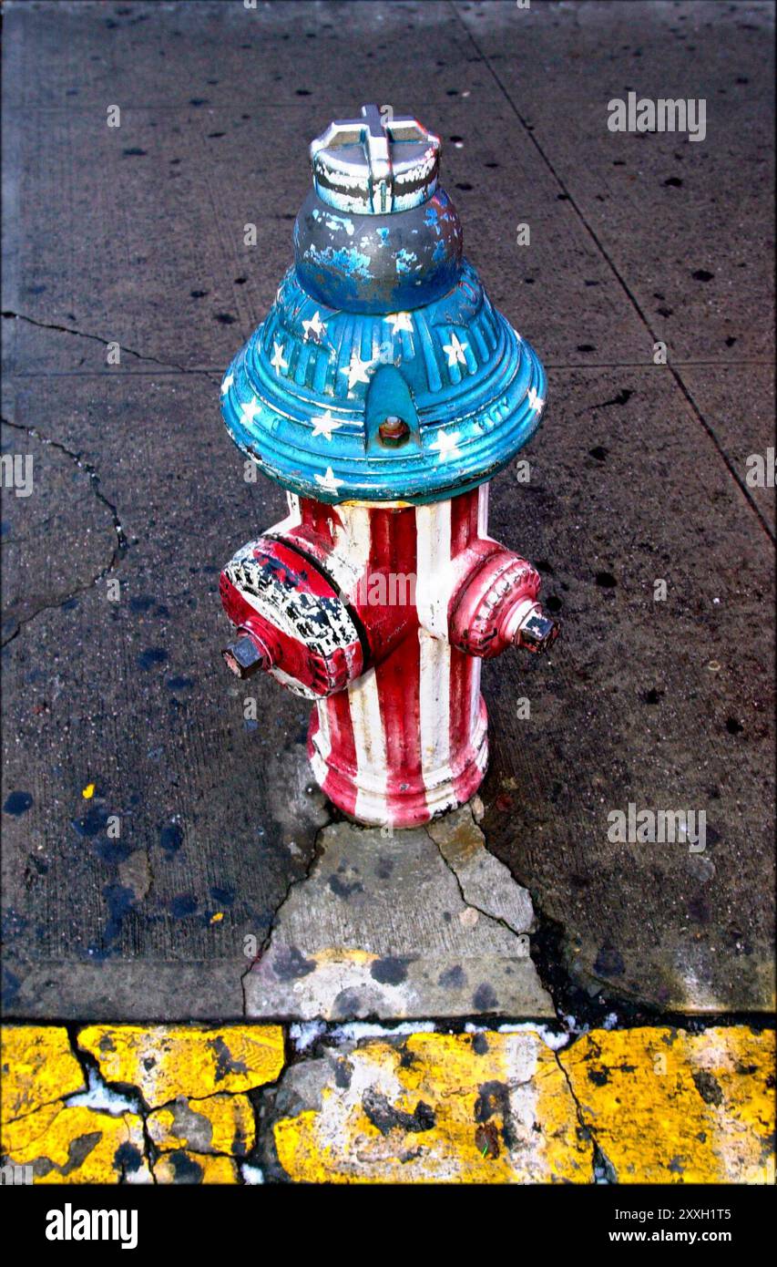 A fire hydrant painted with stars and stripes on 104th street and ...