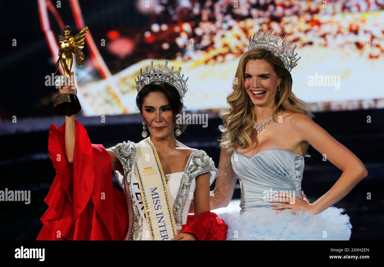 Pattaya, Thailand. 24 Aug, 2024. Peru's Catalina Marsano, celebrates ...