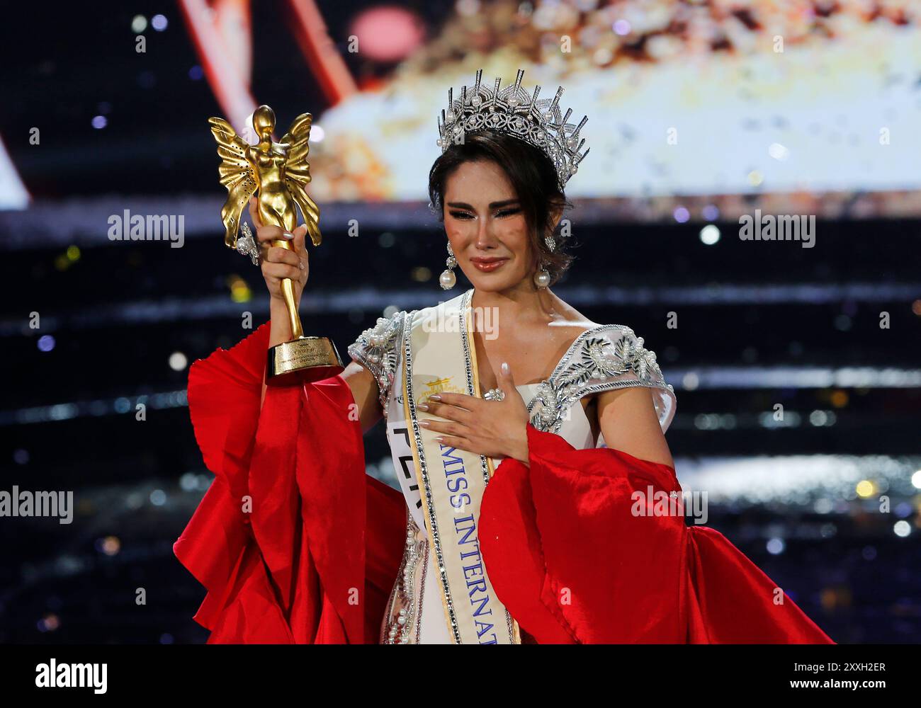 Pattaya, Thailand. 24 Aug, 2024. Peru's Catalina Marsano, celebrates ...