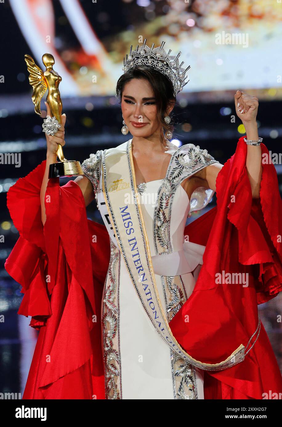 Pattaya, Thailand. 24 Aug, 2024. Peru's Catalina Marsano, celebrates ...