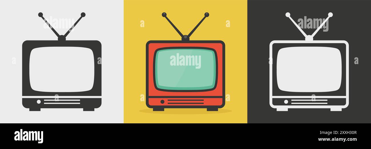 Vector Vintage TV Icon Set. Vintage TV Design Template. Retro TV Symbol ...