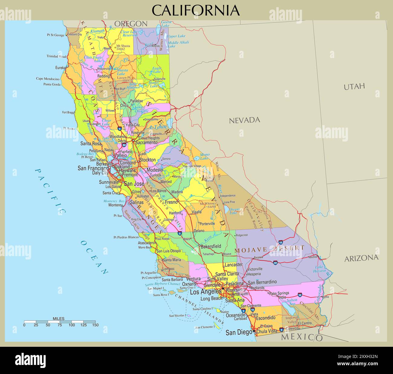 Map of California, United States Stock Vector Image & Art - Alamy
