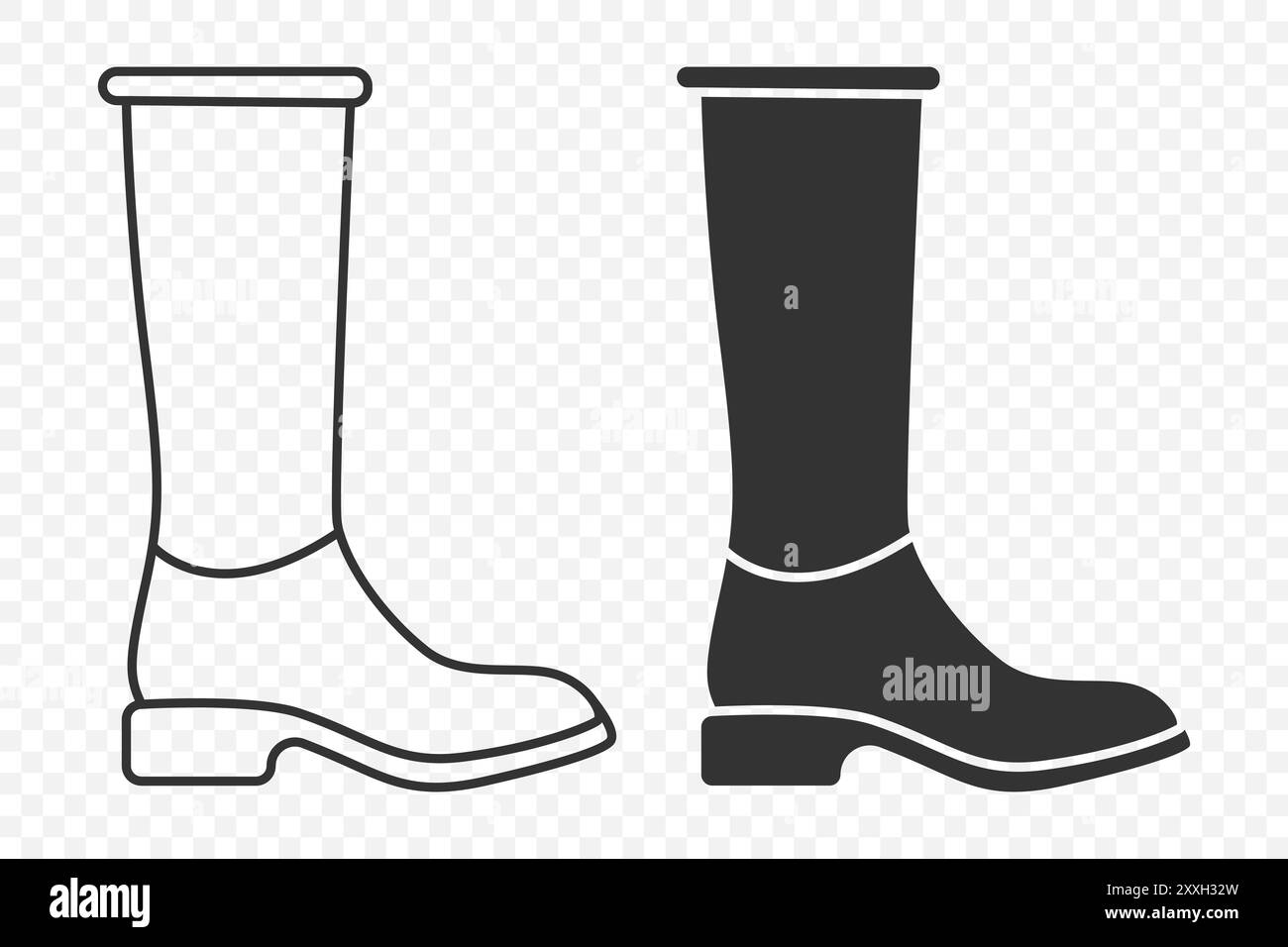 Flat Vector Linear and Silhouette Male and Female High Boots Icon Set ...