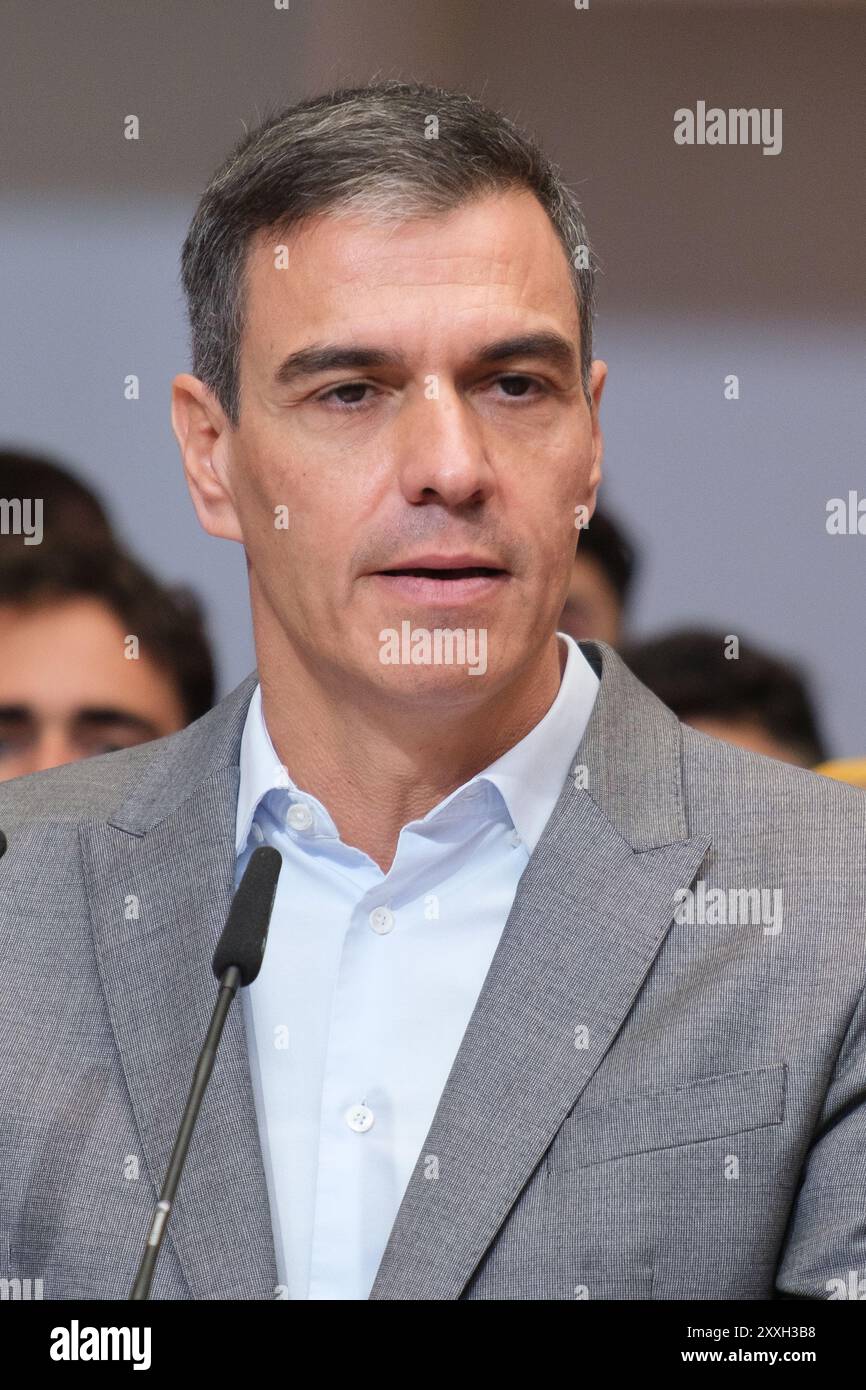 Spanish Prime Minister Pedro Sanchez during reception for the teams ...