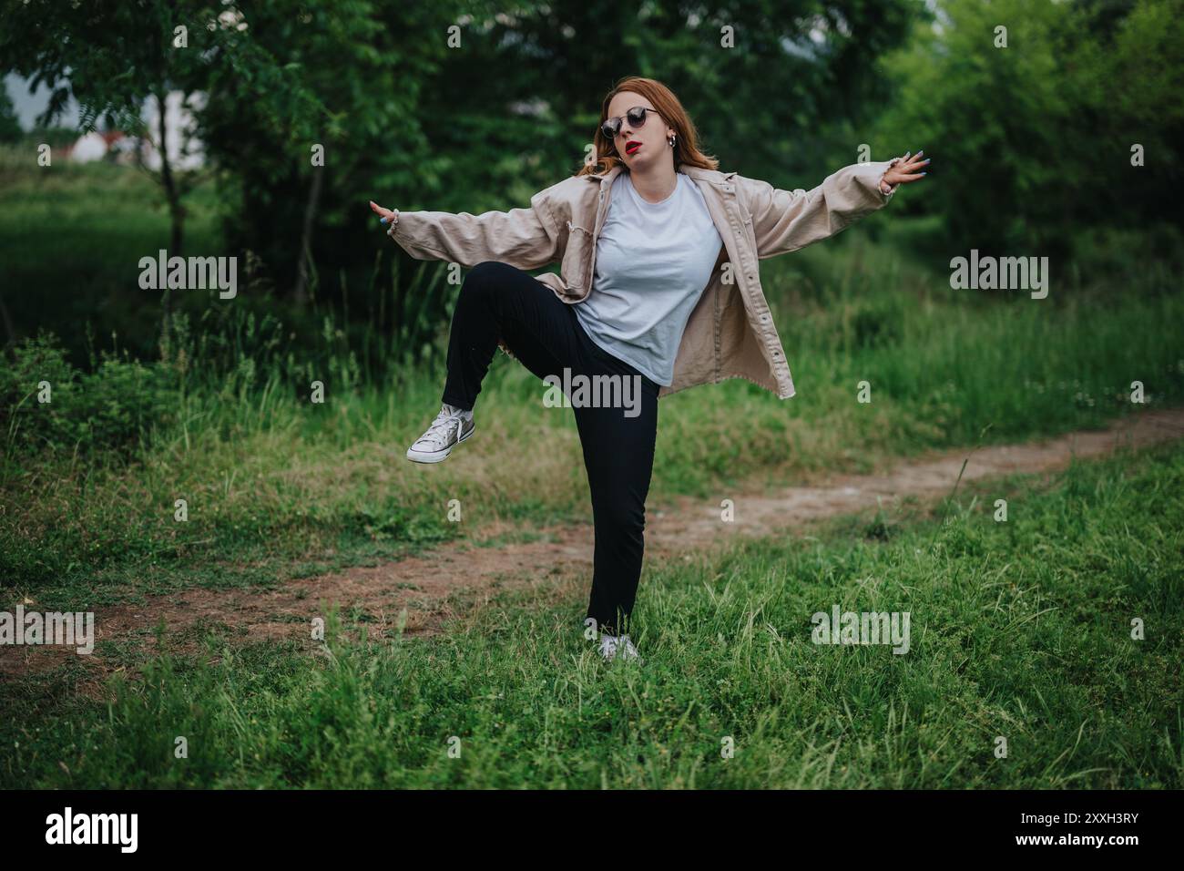 Woman in glasses playfully hi-res stock photography and images - Alamy