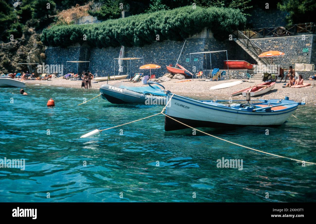 A resort beach in Greece in the 1970s Stock Photo - Alamy