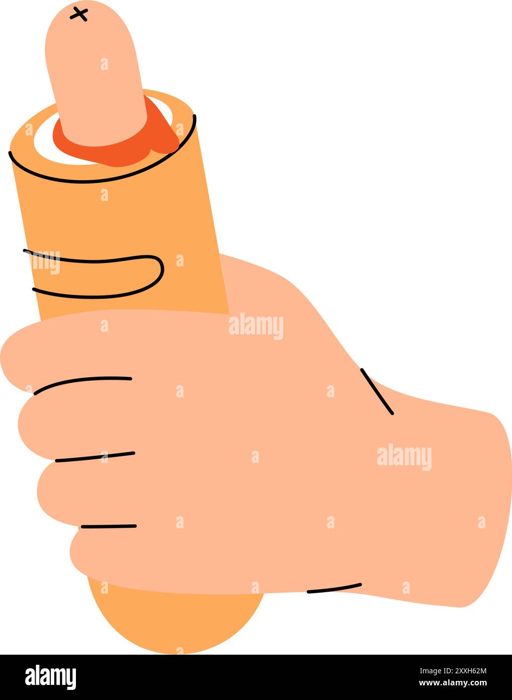 Hand holding French hot dog. Tasty fast food. Vector illustration Stock ...