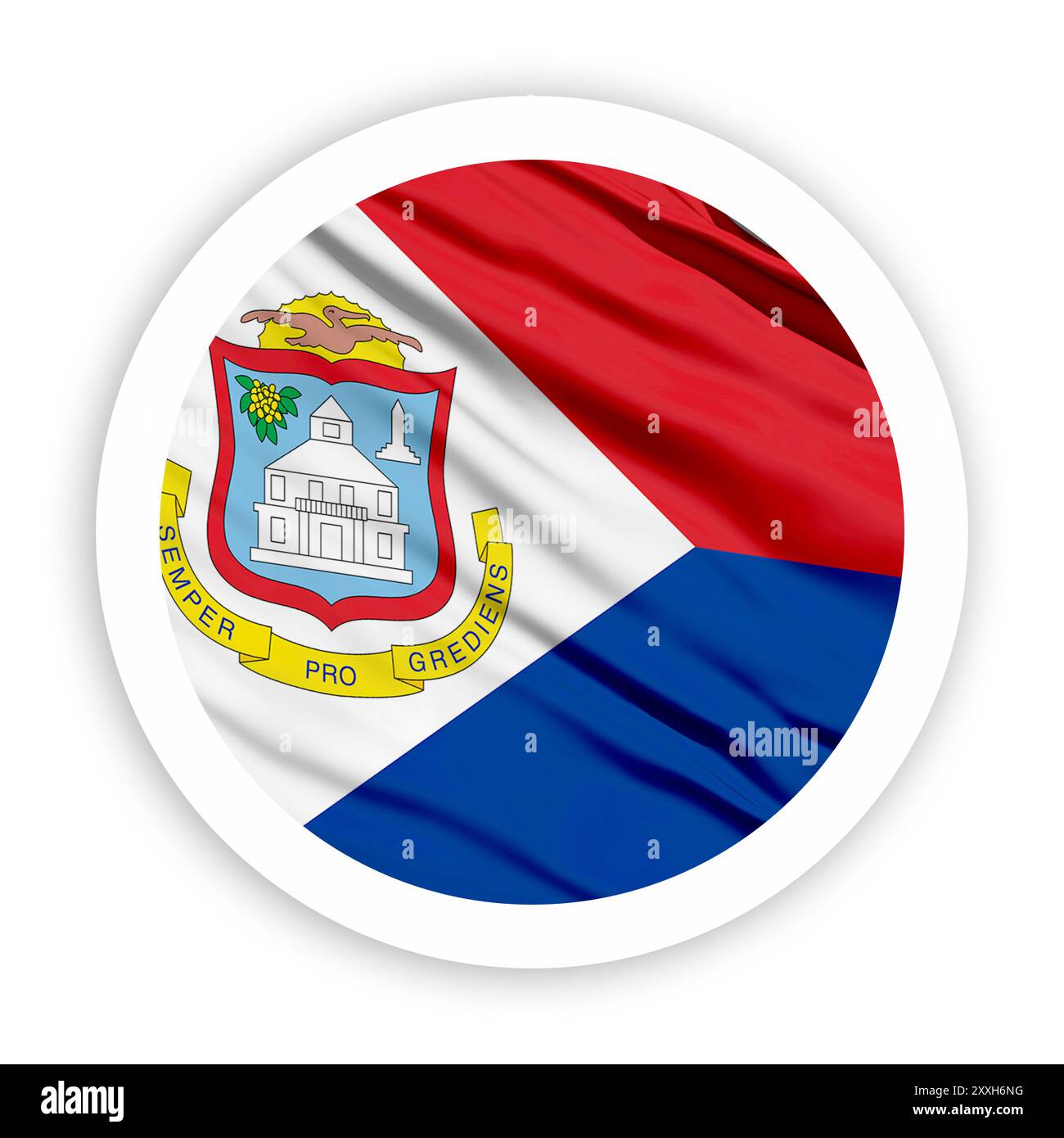 Waving Flag with White Rounded Circle Frame Stock Photo - Alamy