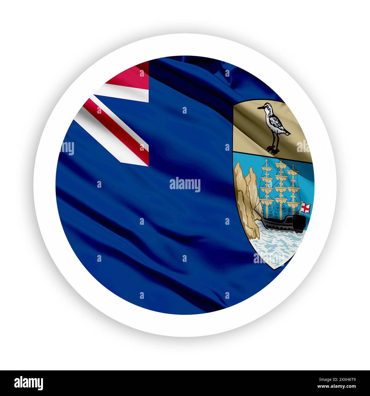 Waving Flag with White Rounded Circle Frame Stock Photo - Alamy