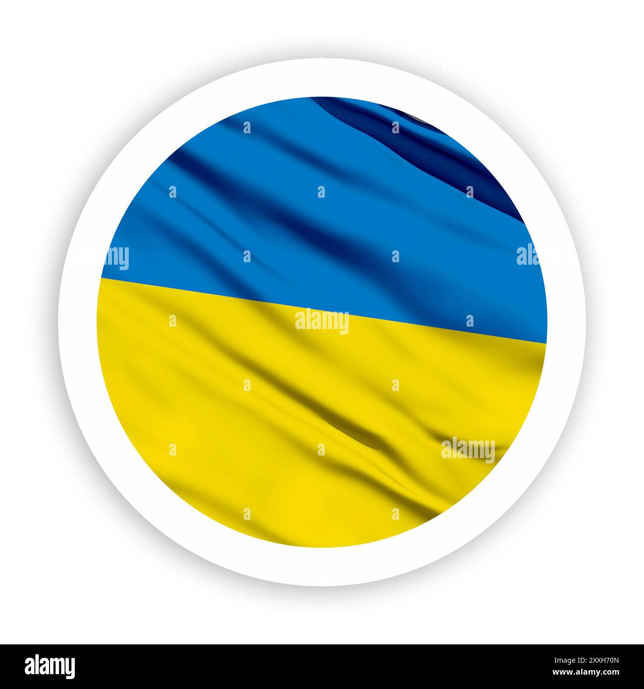 Ukraine Waving Flag with White Rounded Circle Frame Stock Photo - Alamy