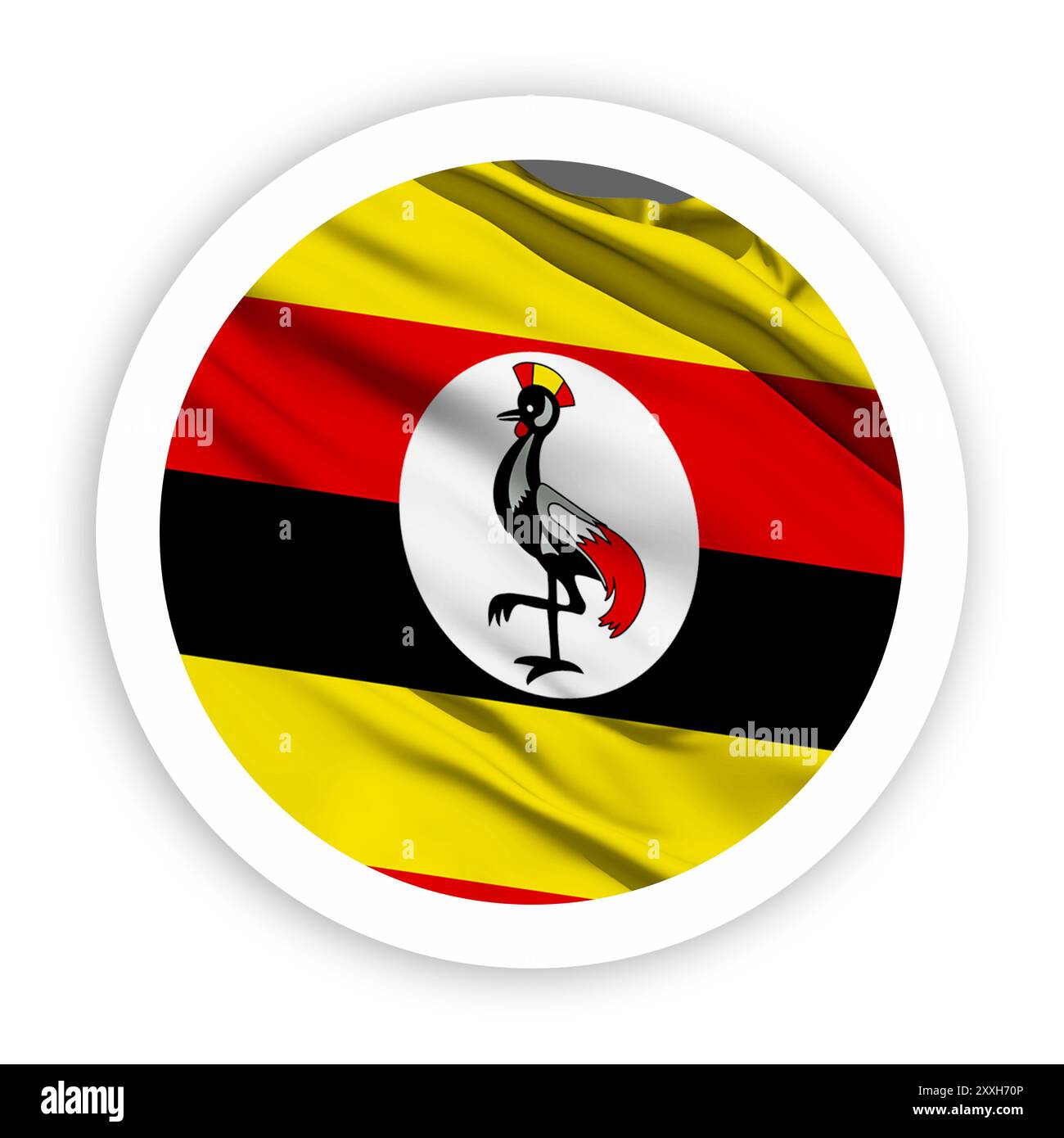 Uganda Waving Flag with White Rounded Circle Frame Stock Photo - Alamy