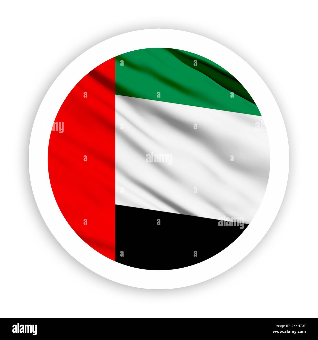 United Arab Emirates Waving Flag with White Rounded Circle Frame Stock ...