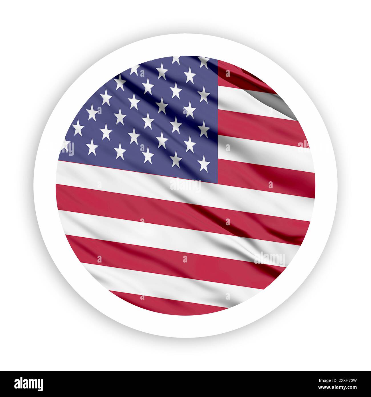 United States Waving Flag with White Rounded Circle Frame Stock Photo ...