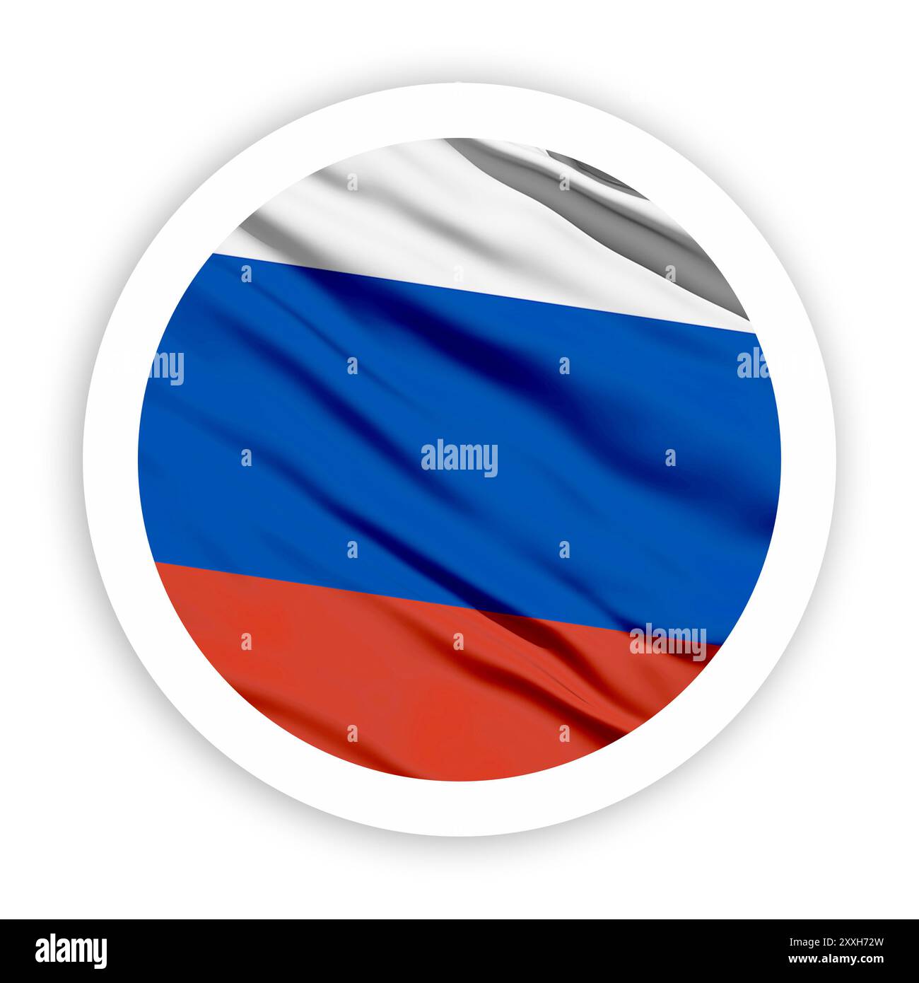 Russia Waving Flag with White Rounded Circle Frame Stock Photo - Alamy