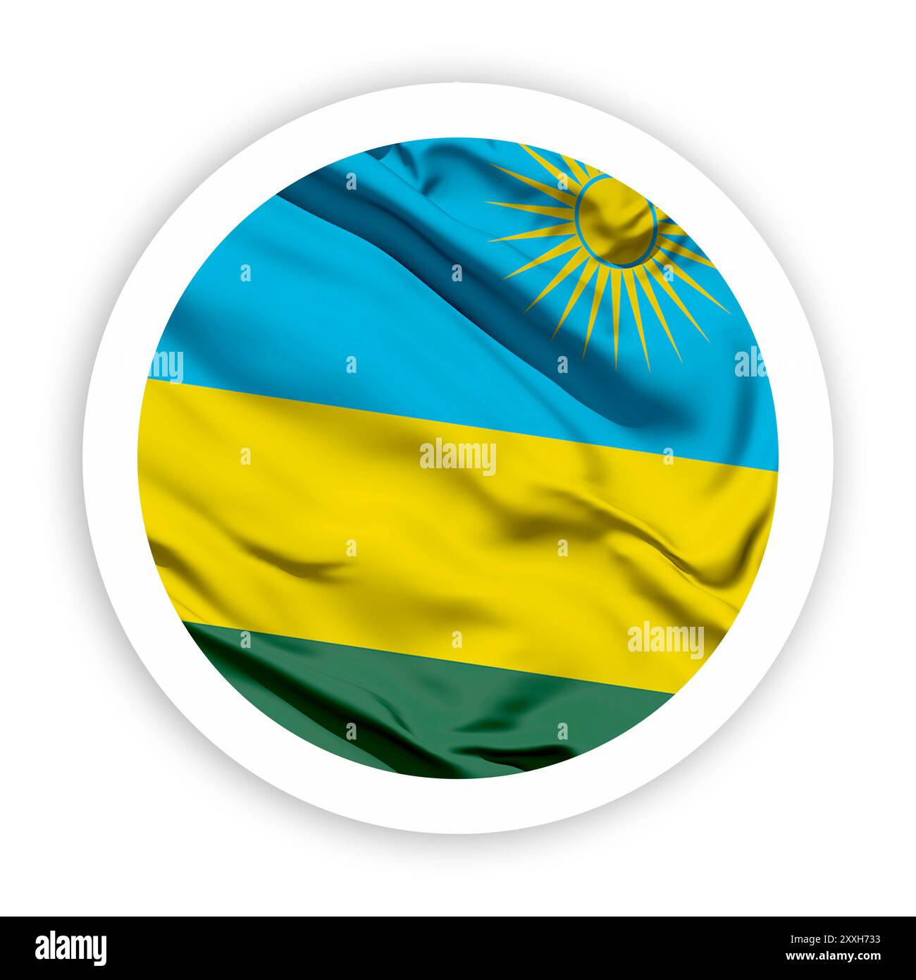 Rwanda Waving Flag with White Rounded Circle Frame Stock Photo - Alamy