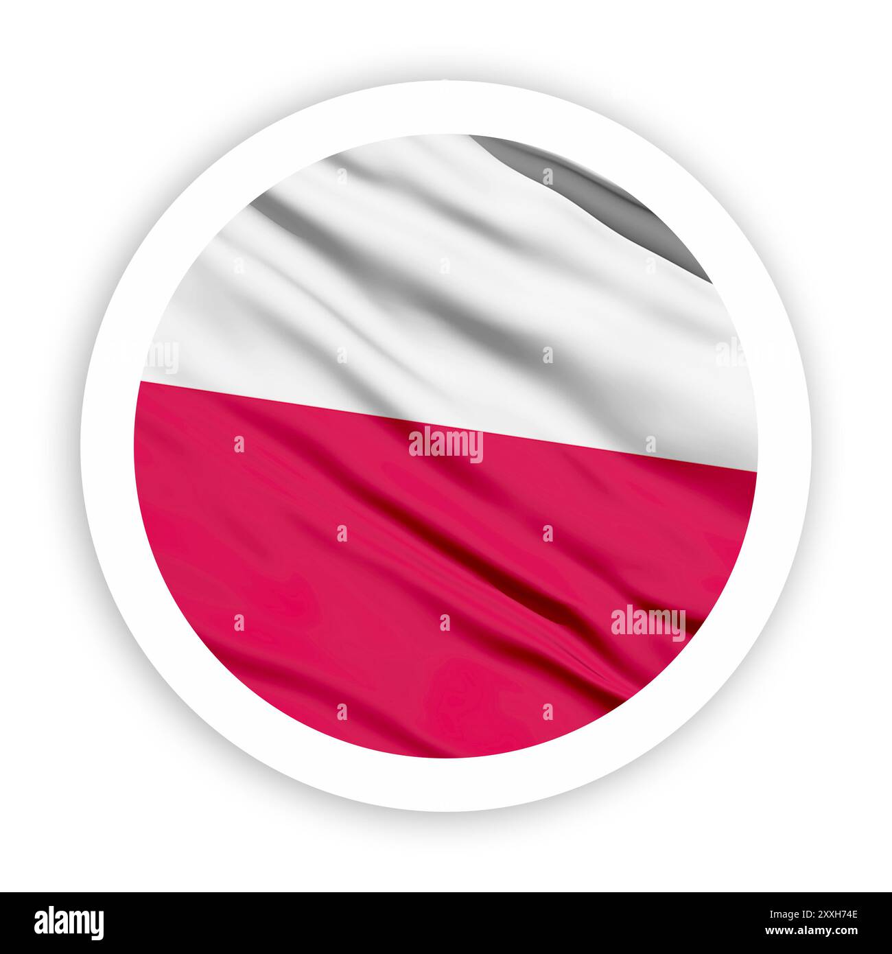 Poland Waving Flag with White Rounded Circle Frame Stock Photo - Alamy