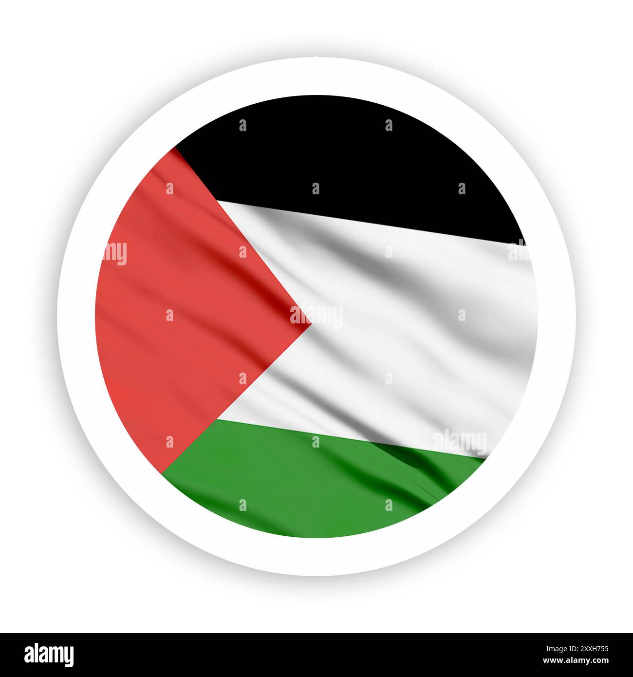 Palestine Waving Flag with White Rounded Circle Frame Stock Photo - Alamy
