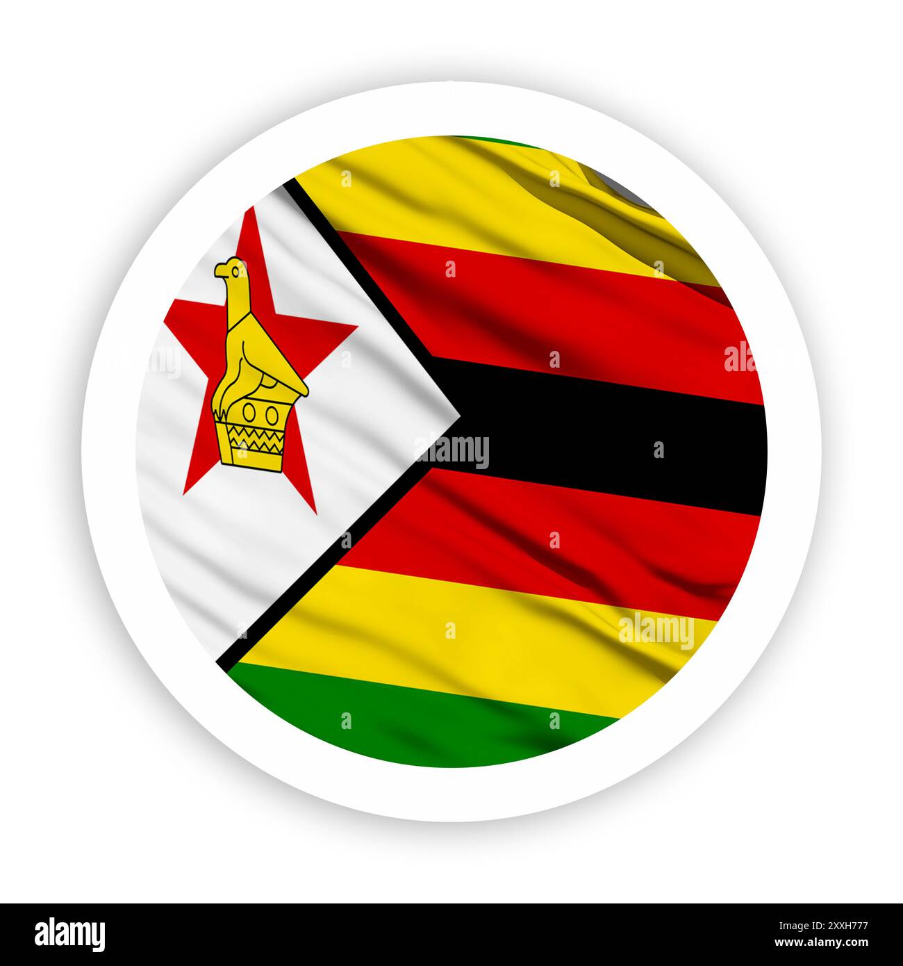 Zimbabwe Waving Flag with White Rounded Circle Frame Stock Photo - Alamy