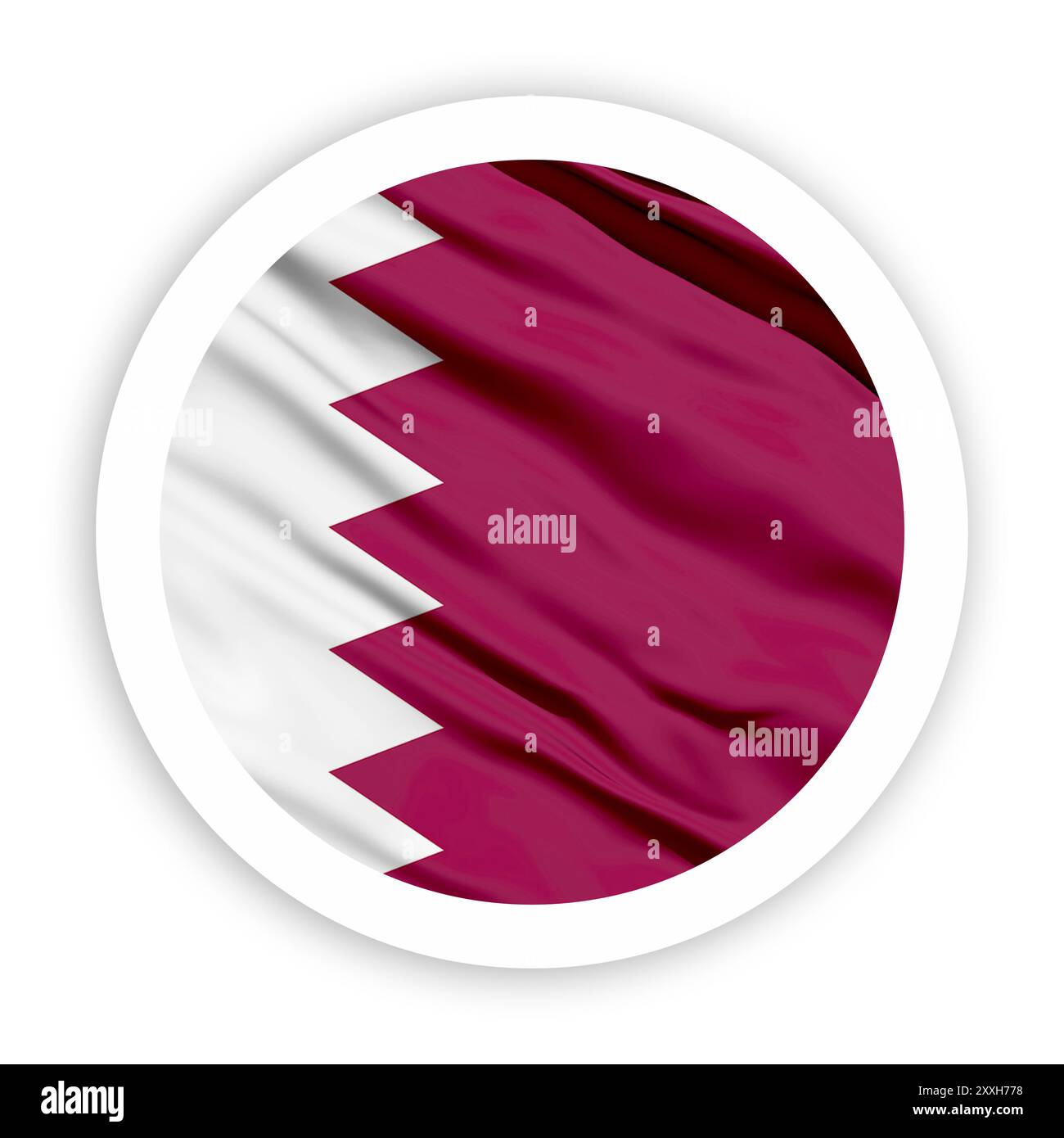 Qatar Waving Flag with White Rounded Circle Frame Stock Photo - Alamy