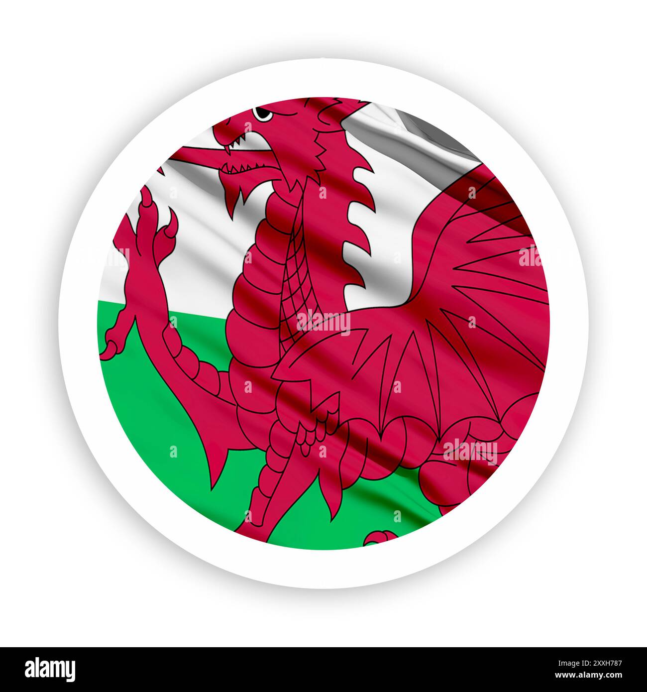 Wales Waving Flag with White Rounded Circle Frame Stock Photo - Alamy