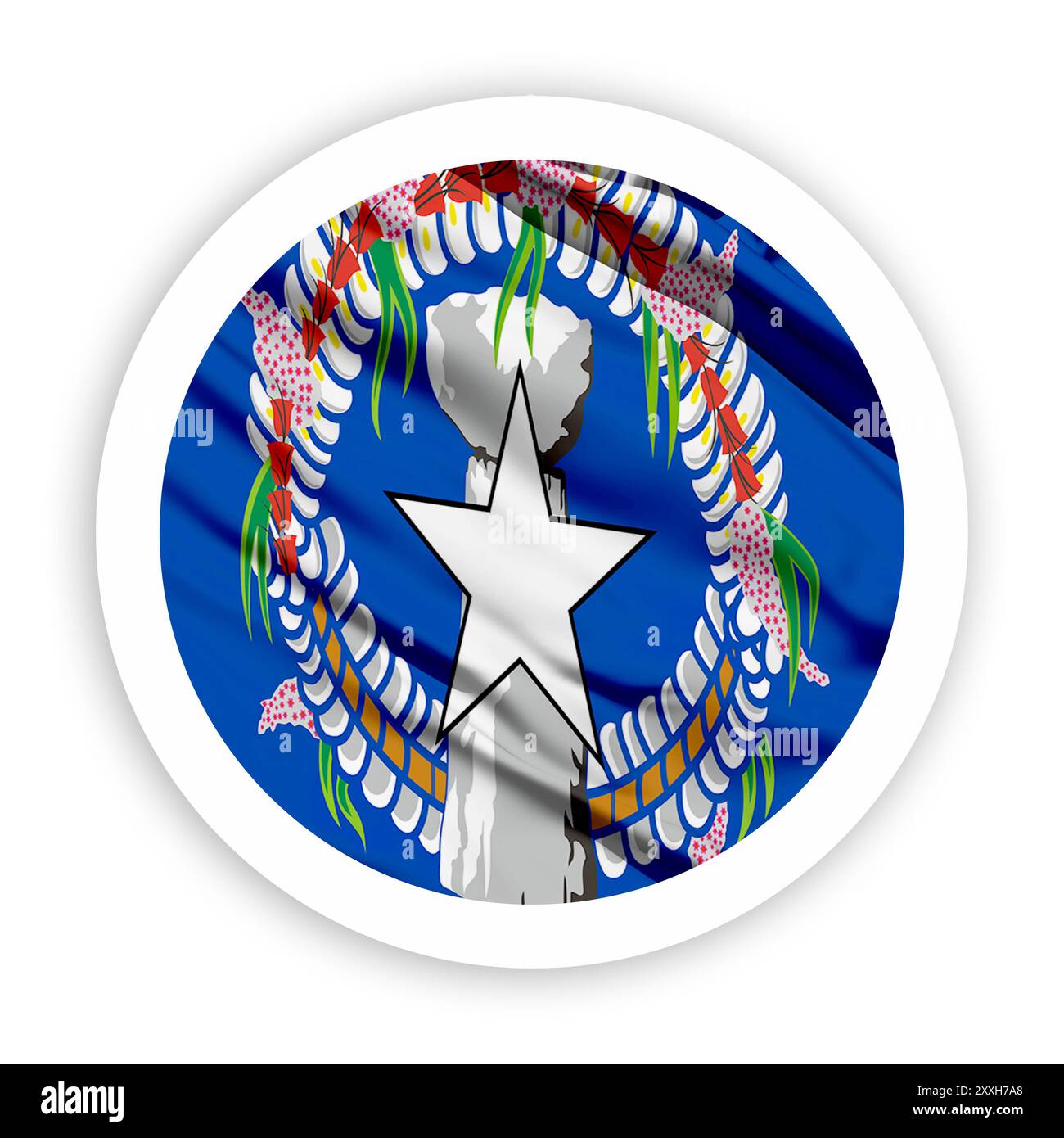 Northern Mariana Islands Waving Flag with White Rounded Circle Frame ...