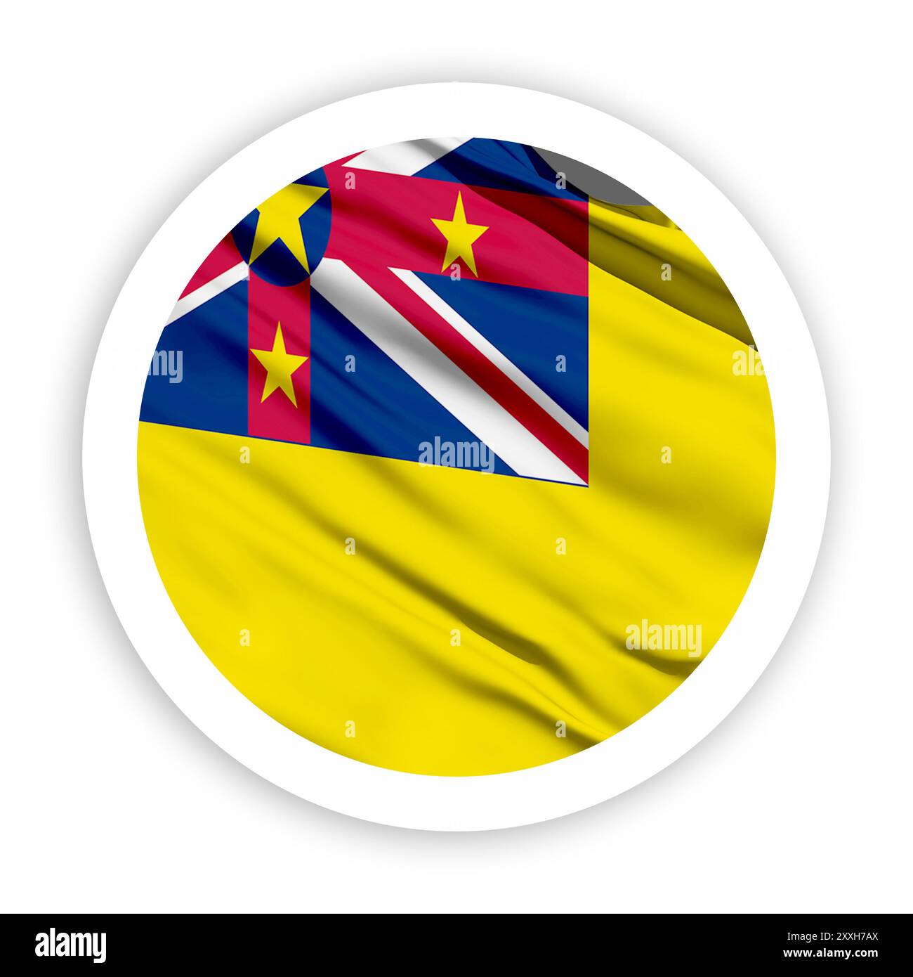Niue Waving Flag with White Rounded Circle Frame Stock Photo - Alamy
