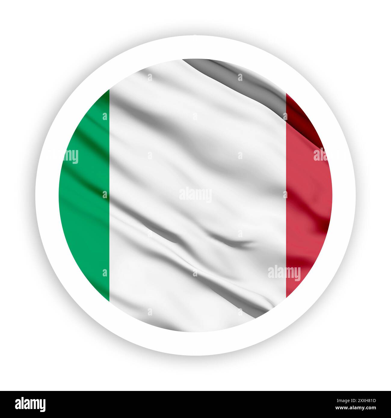 Waving Flag with White Rounded Circle Frame Stock Photo - Alamy