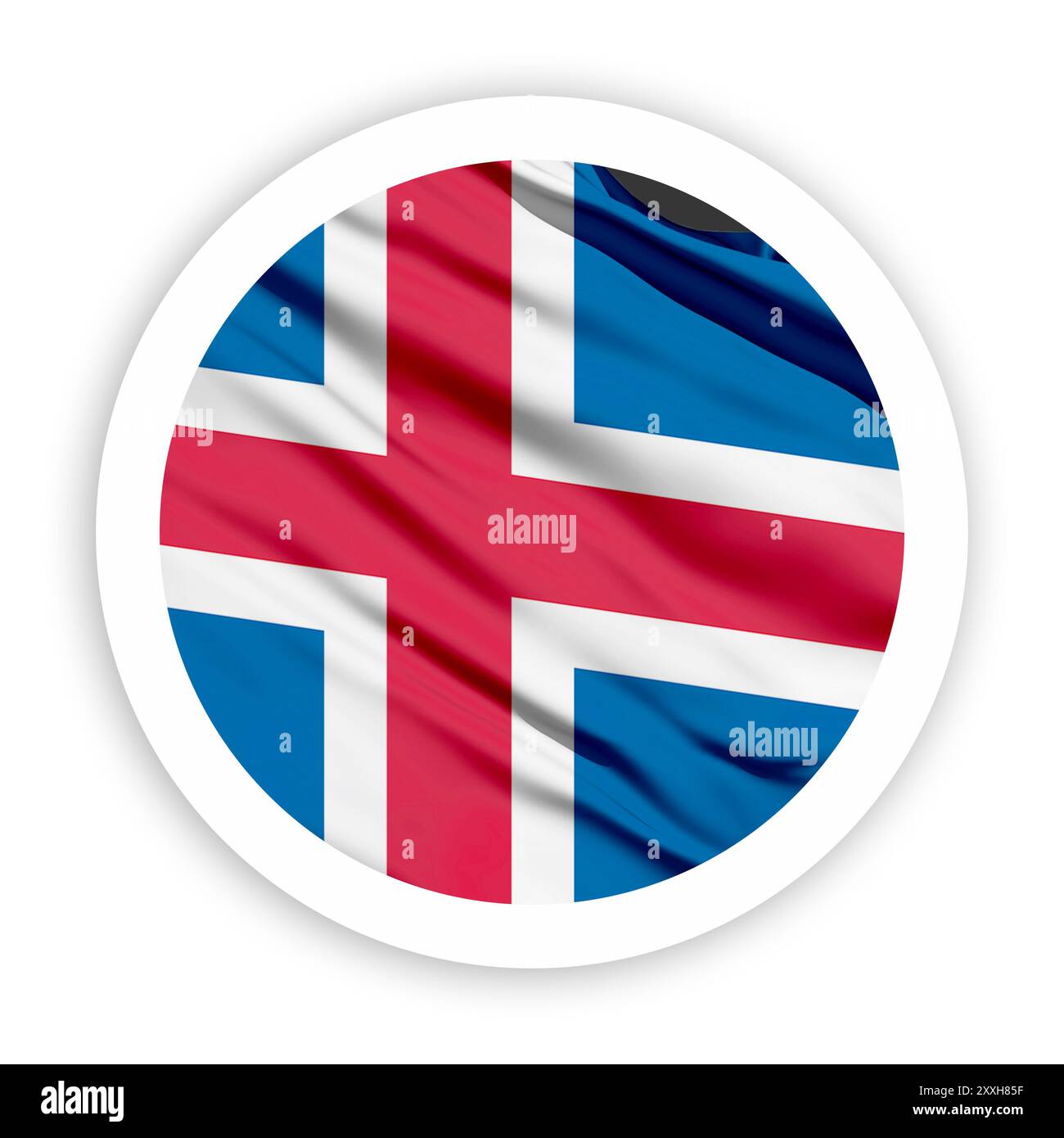Waving Flag with White Rounded Circle Frame Stock Photo - Alamy