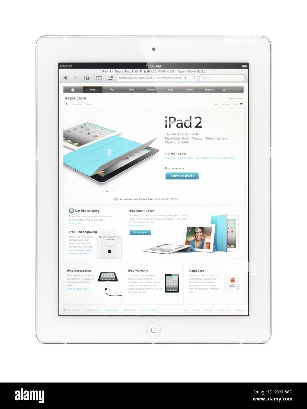 IPad 2 tablet computer with Apple online store on its display. Isolated ...