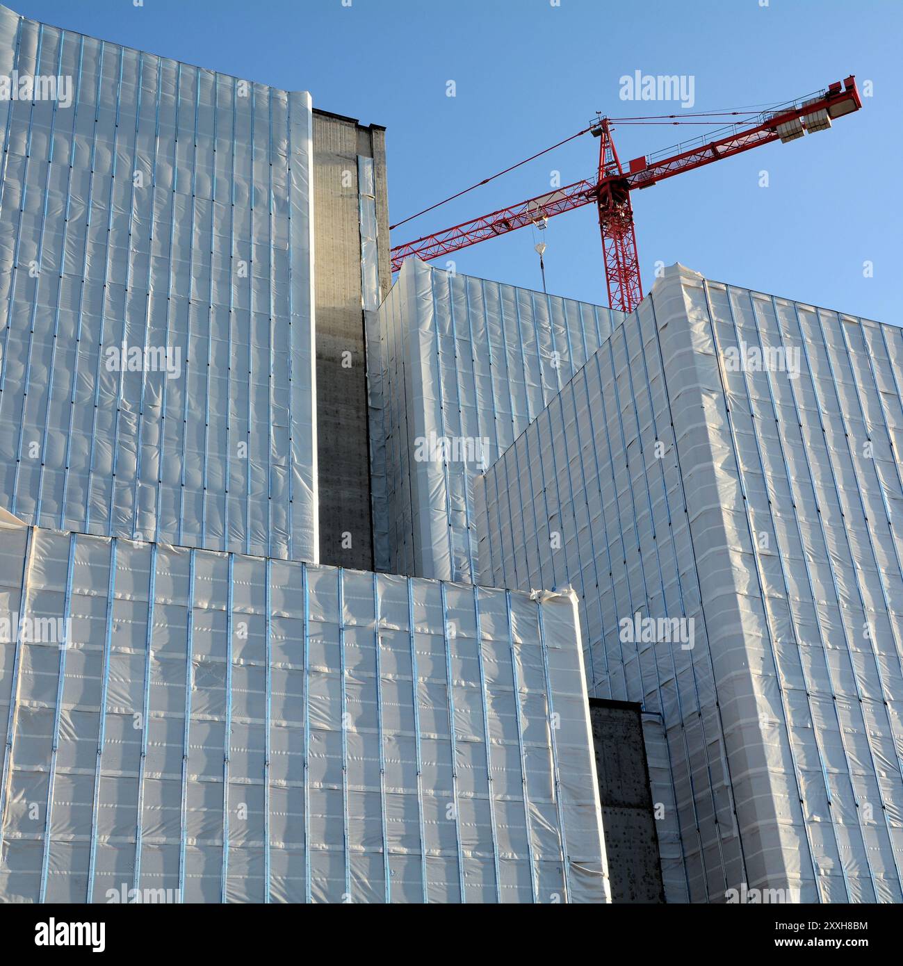 Construction site with tower blocks and crane Stock Photo - Alamy