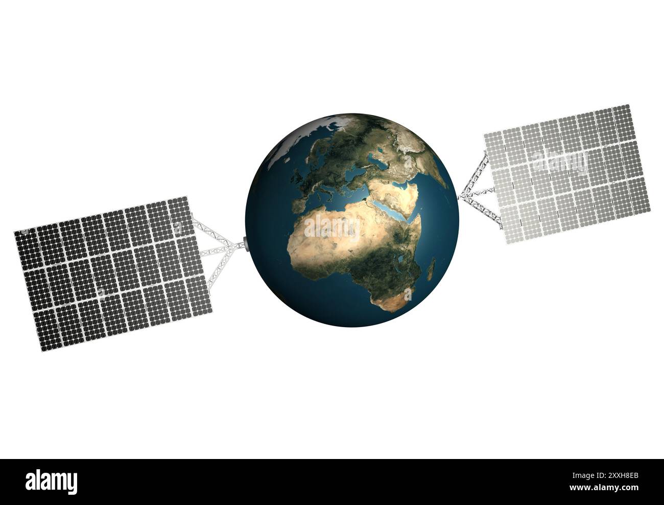 Planet Earth with solar panels attached to it. Sustainable power ...