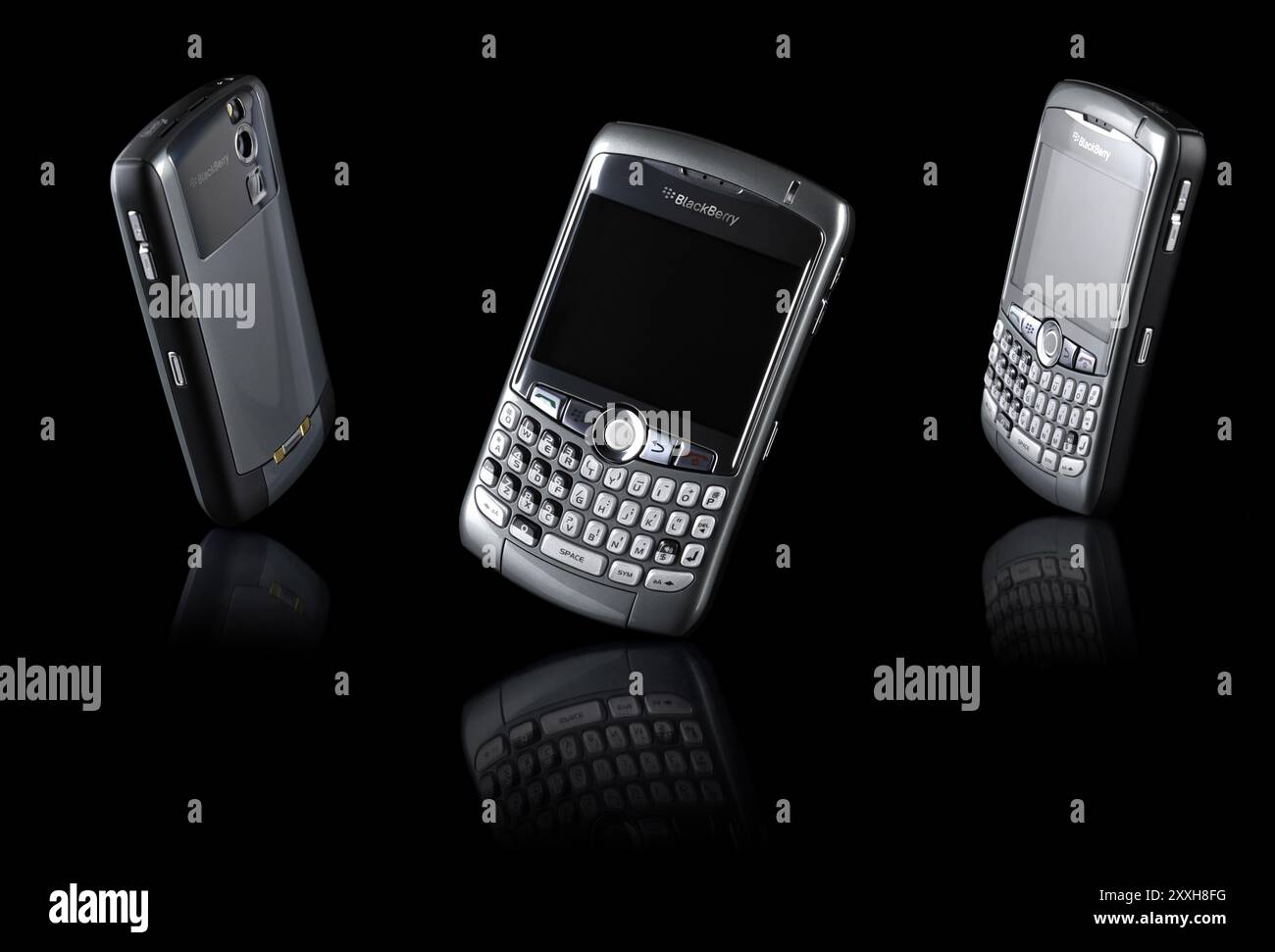 BlackBerry 8310 Curve stylish smartphone Isolated silhouette on black ...
