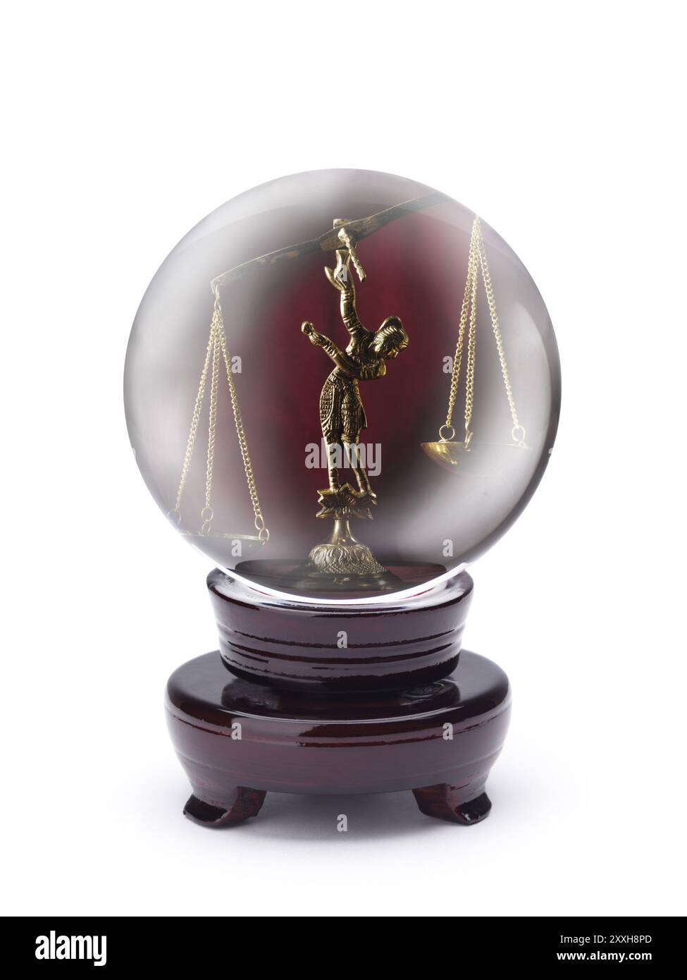 Crystal ball displaying justice scales isolated on white. Law and ...