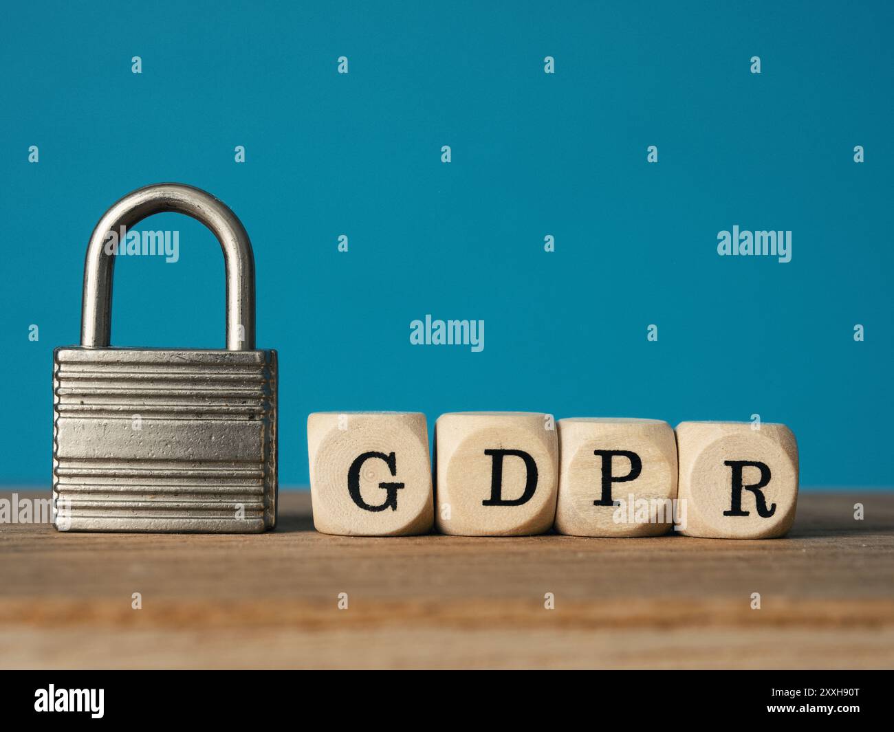 Close up of a padlock with wooden dices and the letters GDPR Stock ...