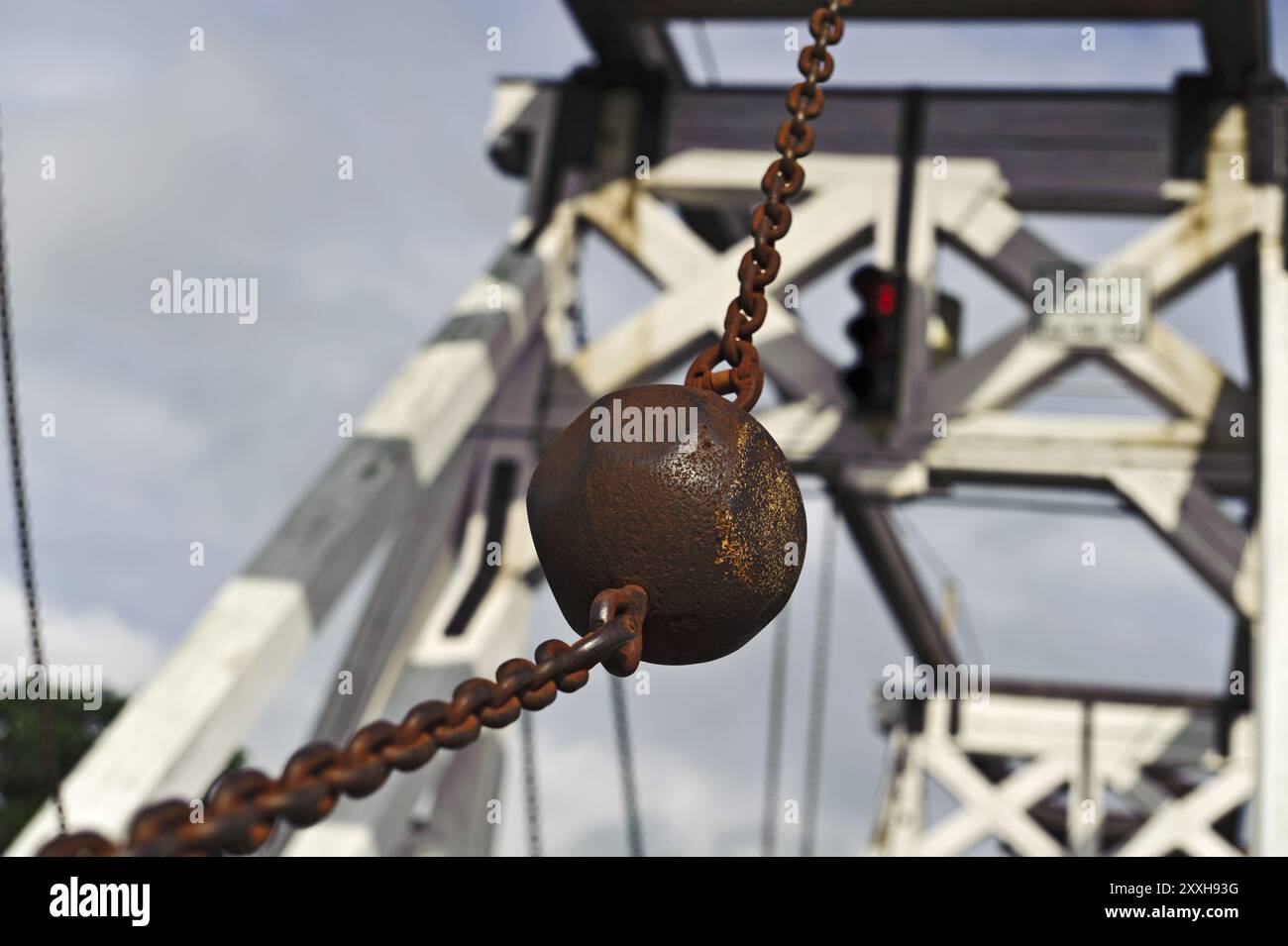 Iron counterweights of the wooden drawbridge in Greifswald-Wiek Stock ...