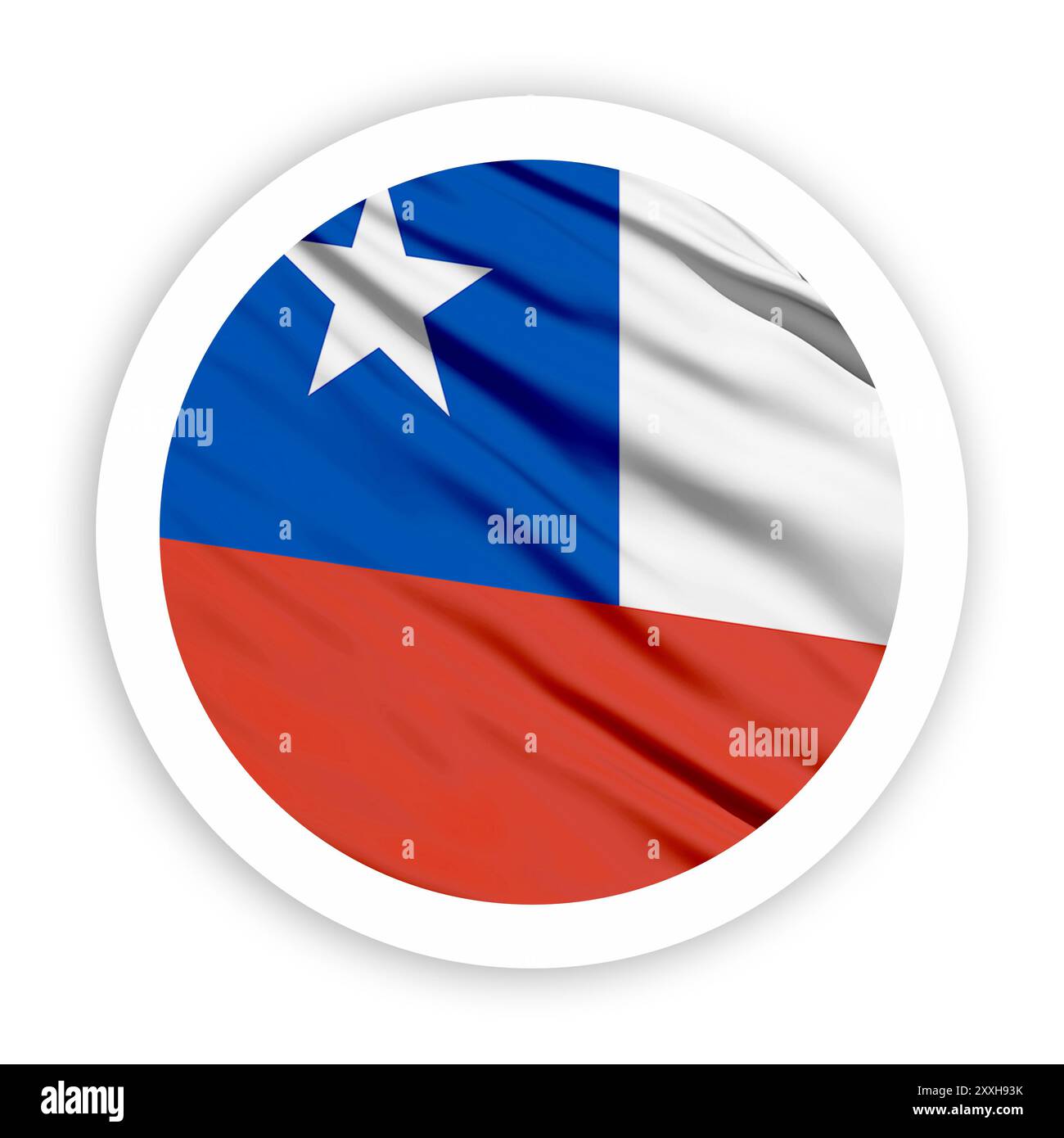 Chile Waving Flag with White Rounded Circle Frame Stock Photo - Alamy