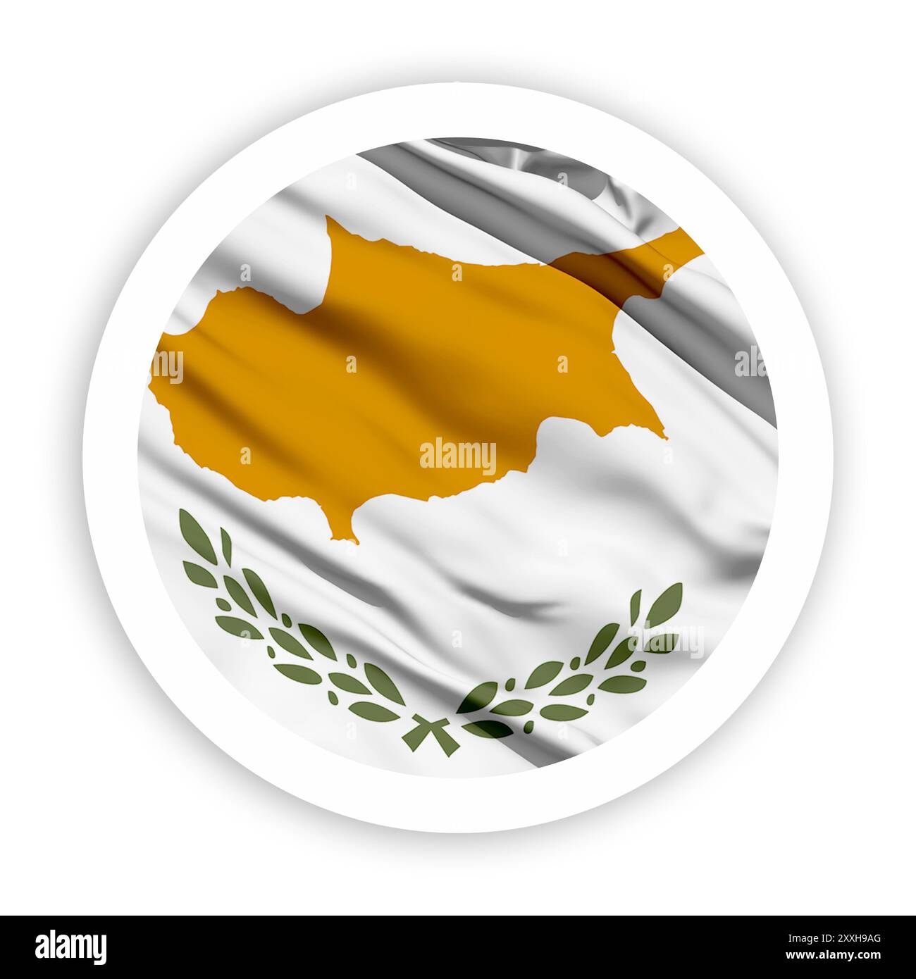Cyprus Waving Flag with White Rounded Circle Frame Stock Photo - Alamy
