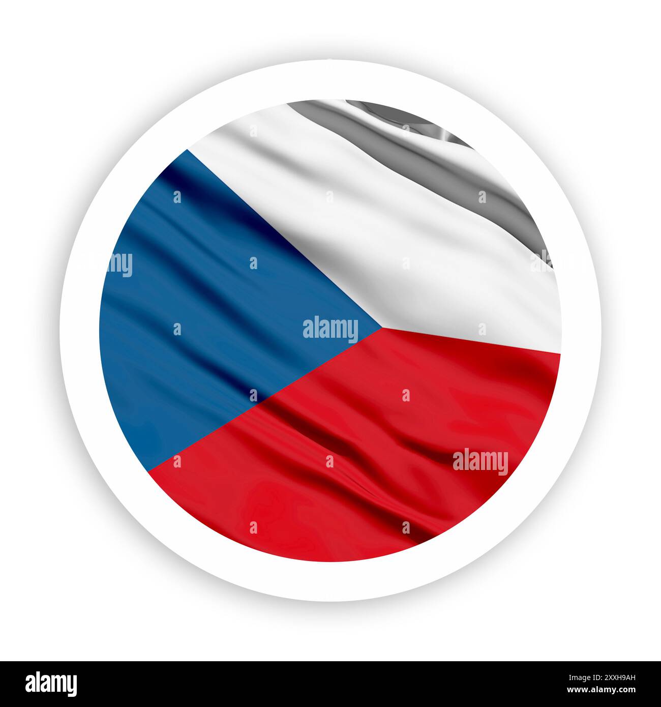 Czech Republic Waving Flag with White Rounded Circle Frame Stock Photo - Alamy
