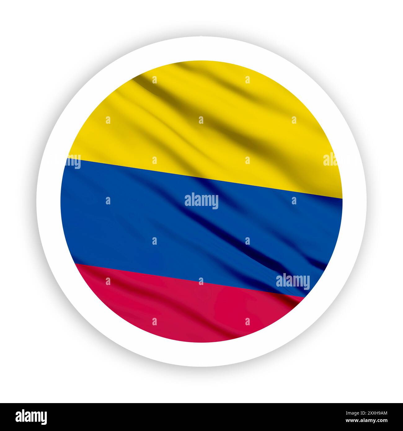 Colombia Waving Flag with White Rounded Circle Frame Stock Photo - Alamy
